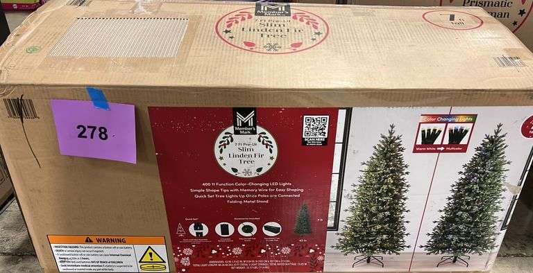 7FT PRE LIT SLIM LINDEN FIR TREE IN BOX - Earl's Auction Company