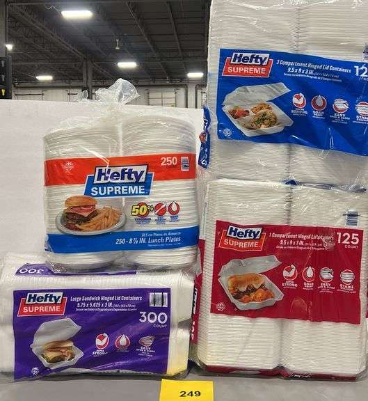 (4) PACKS OF HEFTY FOAM CONTAINERS/ PLATES - Earl's Auction Company