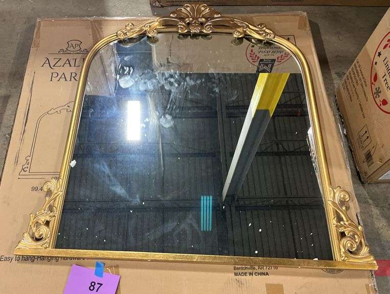 AZALEA PARK FILIGREE MANTLE MIRROR - GOLD - Earl's Auction Company