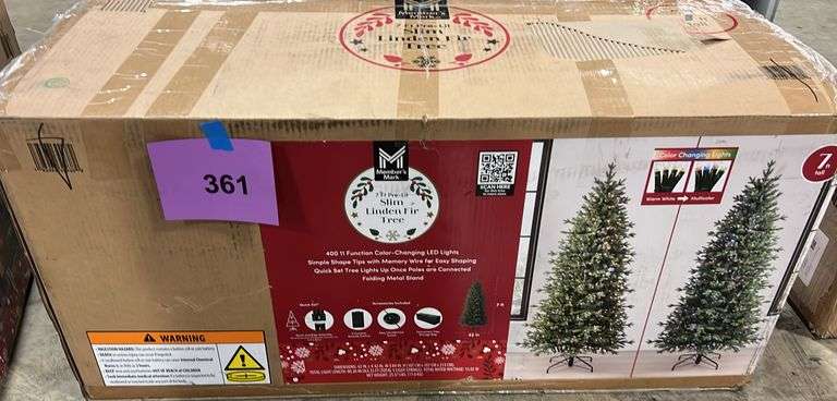 7FT PRE LIT SLIM LINDEN FIR TREE IN BOX - Earl's Auction Company