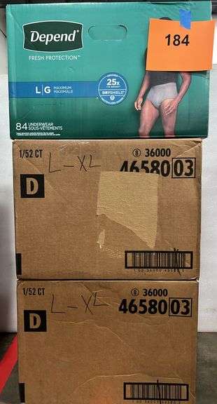 (3) BOXES OF MENS DEPEND UNDERWEAR - SIZE L/XL - Earl's Auction Company