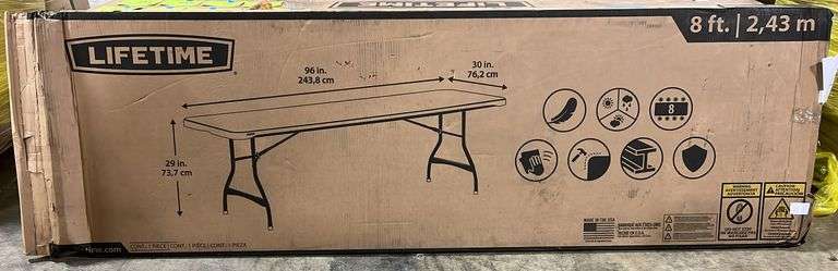 LIFETIME 8FT FOLDING TABLE IN BOX - Earl's Auction Company