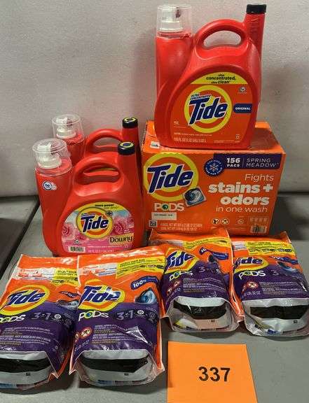 8PC TIDE LAUNDRY LOT - DETERGENT & PACS - Earl's Auction Company