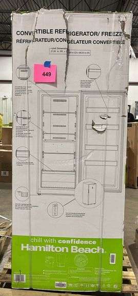 HAMILTON BEACH 14.0CU FT CONVERTIBLE REFRIGERATOR/ FREEZER IN BOX ...