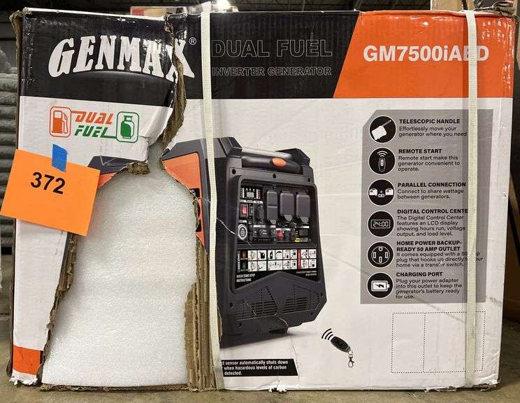 AS IS - GENMAX DUAL FUEL INVERTER GENERATOR IN BOX - Earl's Auction Company