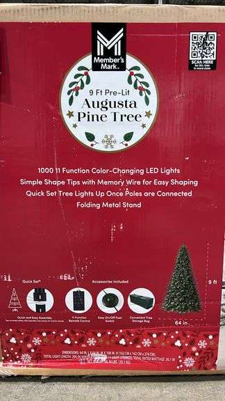 9FT PRE LIT AUGUSTA PINE TREE IN BOX - Earl's Auction Company