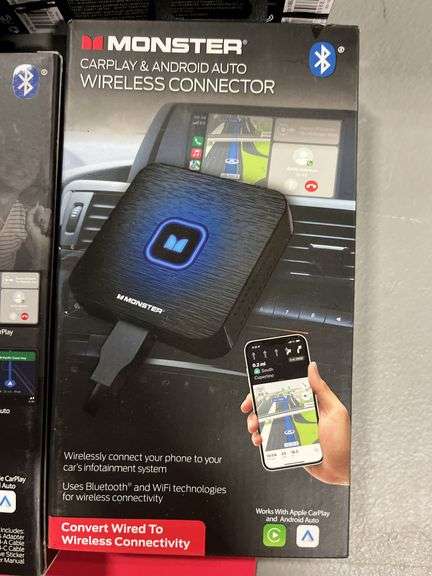 (4) MONSTER CARPLAY & ANDROID AUTO WIRELESS CONNECTORS IN BOXES - Earl ...