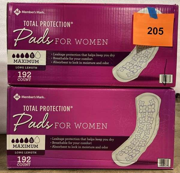 (2) BOXES OF WOMENS PADS - Earl's Auction Company