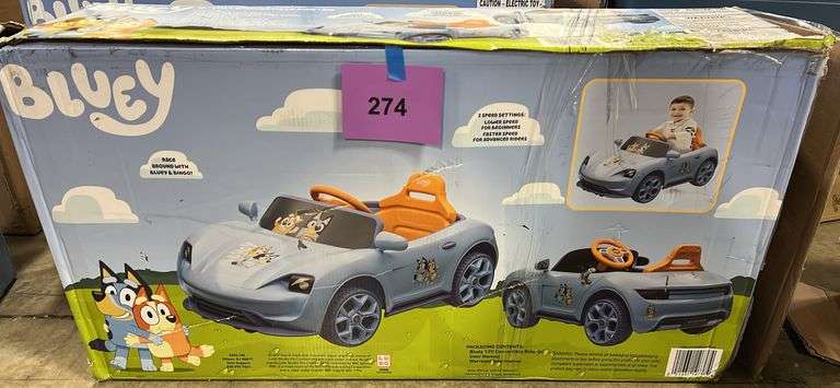 KIDS BLUEY 12V CONVERTIBLE RIDE ON IN BOX - Earl's Auction Company