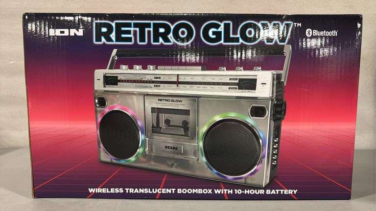 NEW ION RETRO GLOW WIRELESS TRANSLUCENT BOOMBOX IN BOX - Earl's Auction ...