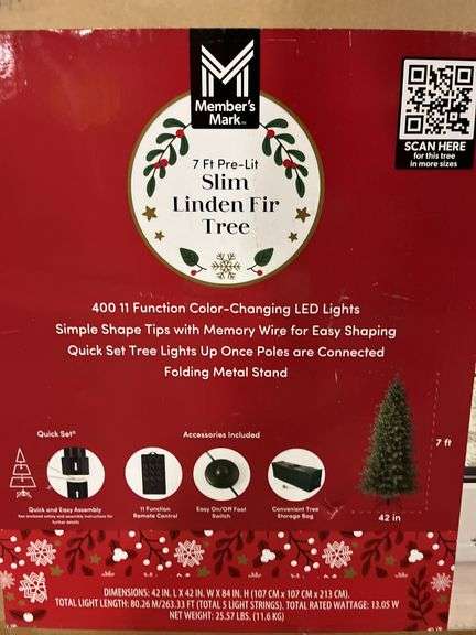 7FT PRE LIT SLIM LINDEN FIR TREE IN BOX - Earl's Auction Company