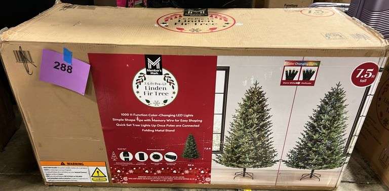 7.5FT PRE LIT LINDEN FIR TREE IN BOX - Earl's Auction Company