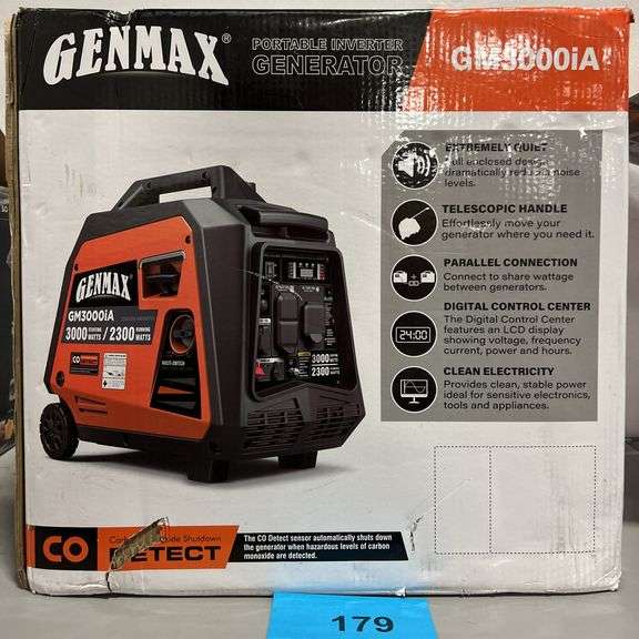 GENMAX PORTABLE INVERTER GENERATOR IN BOX - Earl's Auction Company