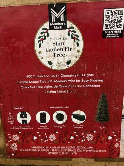 7FT PRE LIT SLIM LINDEN FIR TREE IN BOX - Earl's Auction Company