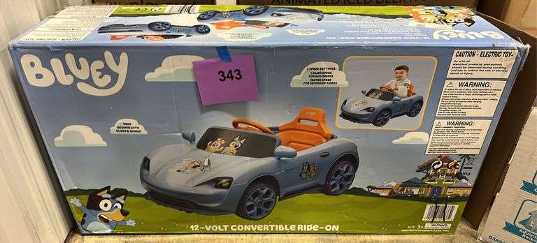 KIDS BLUEY 12V CONVERTIBLE RIDE ON IN BOX - Earl's Auction Company