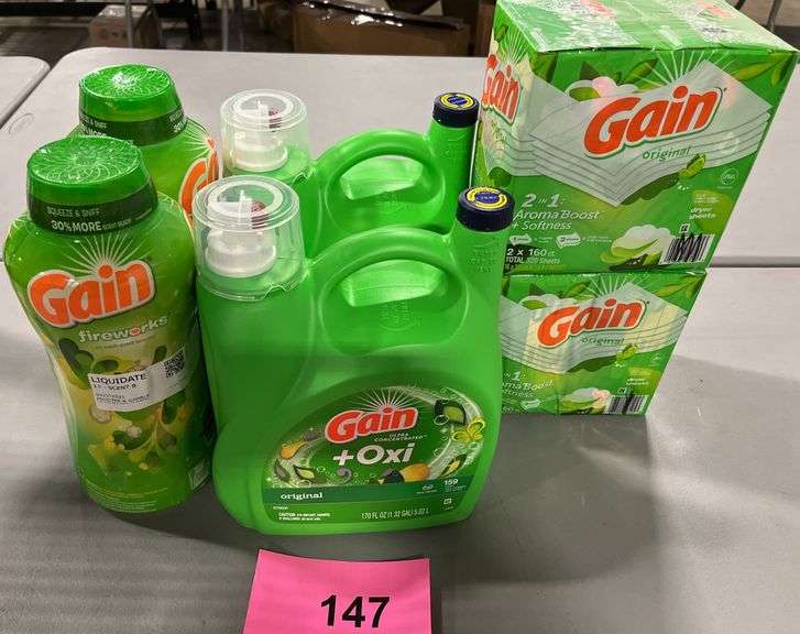 6PC GAIN LAUNDRY LOT - DETERGENT, SCENT BEADS & DRYER SHEETS - Earl's Auction Company
