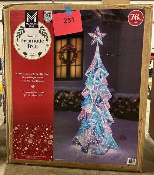 76" PRE LIT PRISMATIC TREE IN BOX - Earl's Auction Company