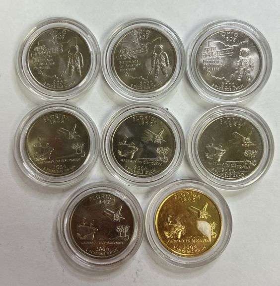 (8) 50TH ANNIVERSARY SPACE STATE COINS - Earl's Auction Company