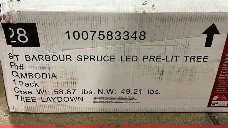 9FT BARBOUR SPRUCE LED PRE LIT TREE IN BOX - Earl's Auction Company