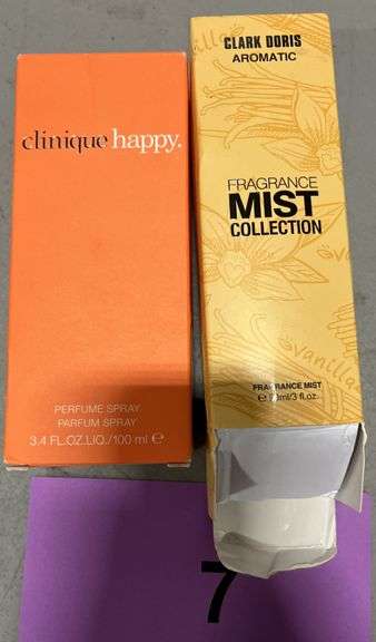 (2) FRAGRANCES IN BOXES - CLINIQUE HAPPY & CLARK DORIS - Earl's Auction ...