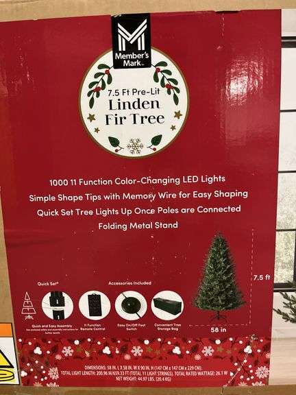 7.5FT PRE LIT LINDEN FIR TREE IN BOX - Earl's Auction Company