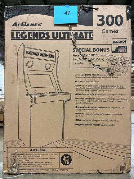 ATGAMES LEGENDS ULTIMATE ARCADE GAME CABINET IN BOX - Earl's Auction ...