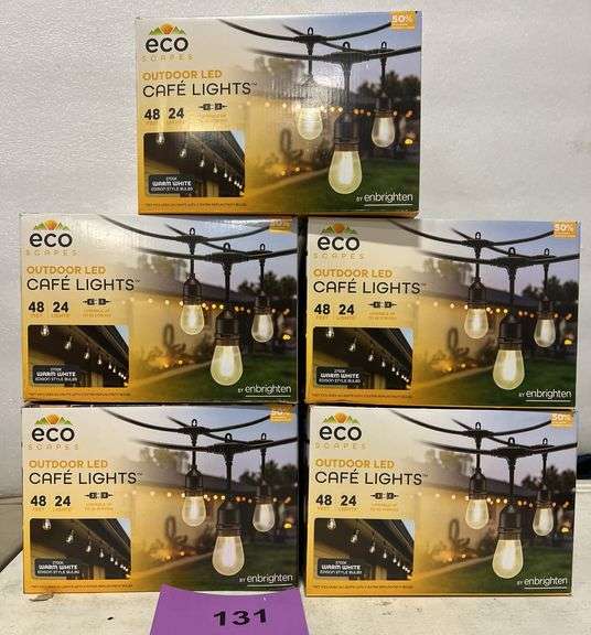 (5) BOXES OF ECO SCAPES OUTDOOR LED CAFE LIGHTS - Earl's Auction Company