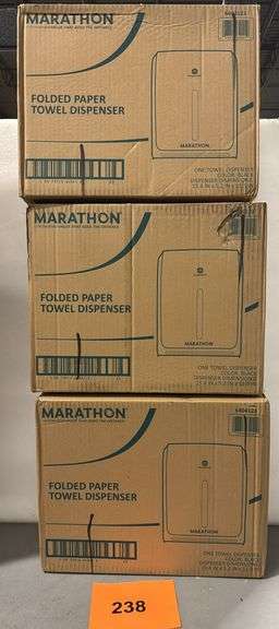 (3) MARATHON FOLDED PAPER TOWEL DISPENSERS IN BOX - Earl's Auction Company
