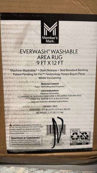 (2) EVERWASH WASHABLE RUGS (9x12FT & 2X3FT) - Earl's Auction Company