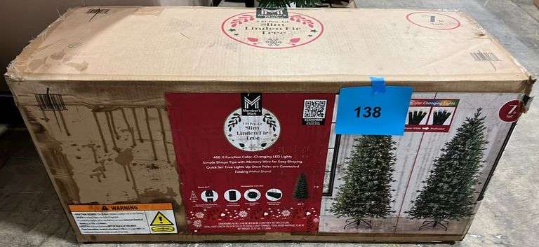 7FT PRE LIT SLIM LINDEN FIR TREE IN BOX - Earl's Auction Company