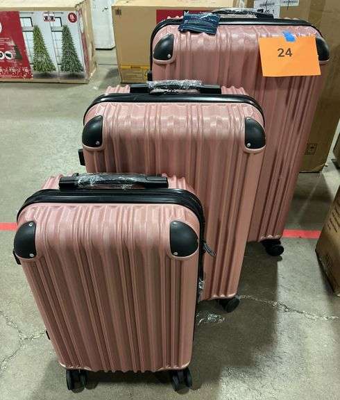 3PC HARDSHELL LUGGAGE SET - PINK - Earl's Auction Company