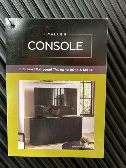 CALLEN WOOD TV CONSOLE - BLACK - Earl's Auction Company