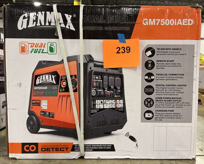 GENMAX DUAL FUEL INVERTER GENERATOR IN BOX - Earl's Auction Company