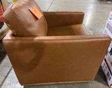 COLE & RYE MODERN FARMHOUSE LEATHER SWIVEL ACCENT CHAIR - BROWN - Earl ...