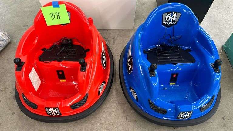(2) FLYBAR KIDS 6V ELECTRIC BUMPER CARS - RED & BLUE - Earl's Auction ...