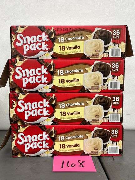 (4) BOXES OF SNACK PACK PUDDING CUPS - Earl's Auction Company