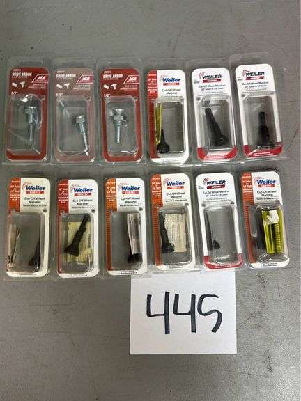 (3) DRIVE ARBORS & (9) CUT OFF WHEEL MANDRELS - Earl's Auction Company