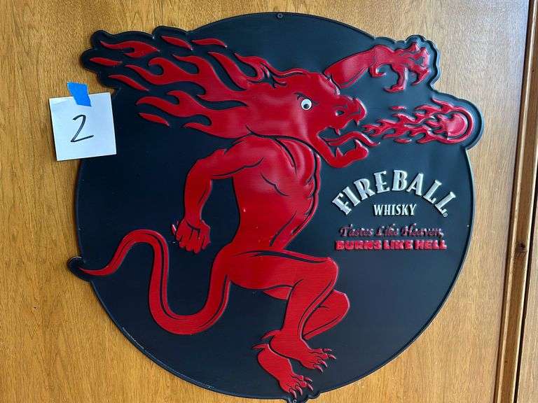 FIREBALL WHISKEY WALL SIGN - Earl's Auction Company
