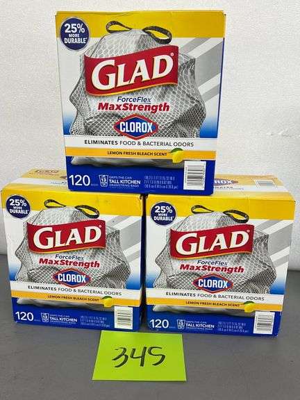 (3) BOXES OF GLAD TRASH BAGS - Earl's Auction Company