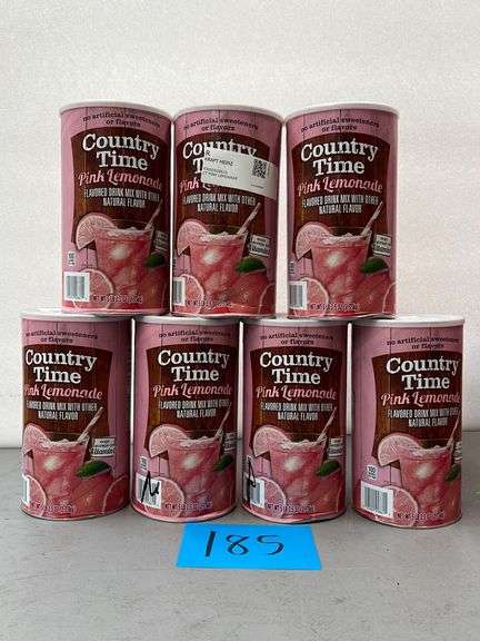 (7) CONTAINERS OF COUNTRY TIME PINK LEMONADE MIX - Earl's Auction Company