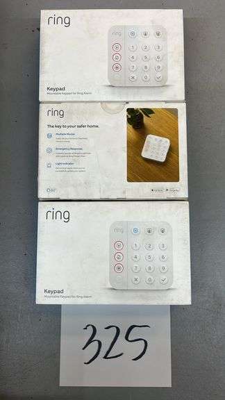 (3) RING MOUNTABLE KEYPADS FOR RING ALARMS IN BOXES - Earl's Auction ...