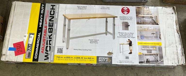 SEVILLE CLASSICS HEAVY DUTY ADJUSTABLE HEIGHT WORKBENCH IN BOX - Earl's ...