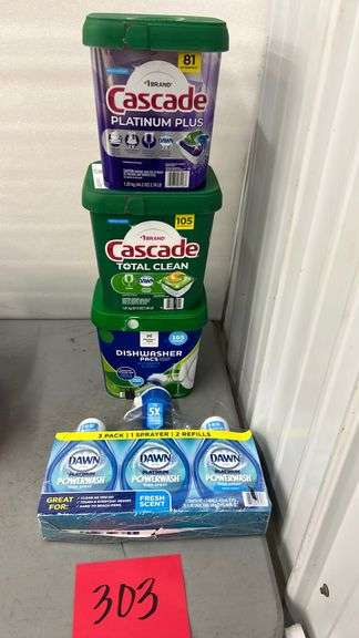 4PC DISHWASHING LOT - CASCADE & DAWN POWERWASH SPRAY - Earl's Auction ...