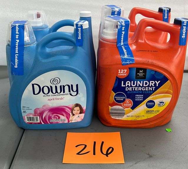 4PC LAUNDRY LOT - DETERGENT & DOWNY SOFTENER - Earl's Auction Company