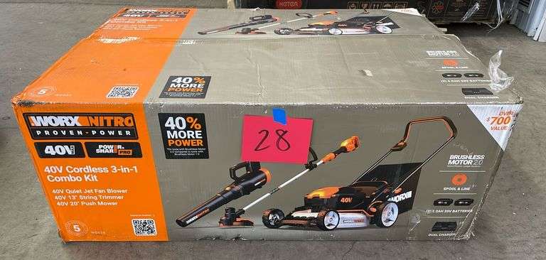 WORX NITRO 40V CORDLESS 3 IN 1 LAWN COMBO KIT IN BOX - Earl's Auction Company