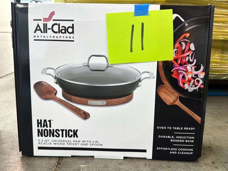ALL CLAD HA1 NON-STICK PAN W/ LID, TRIVET & SPOON IN BOX - Earl's ...