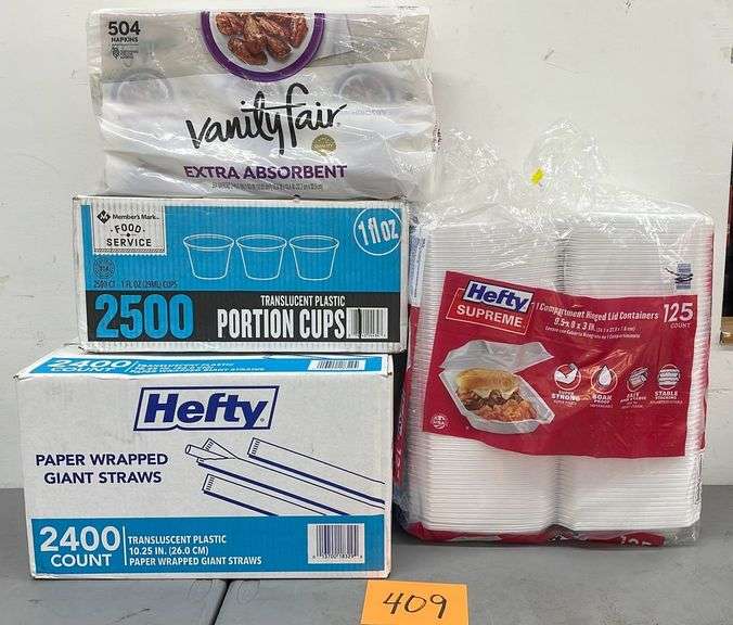 MISC LOT OF DISPOSABLE SERVEWARE - SEE PHOTOS - Earl's Auction Company