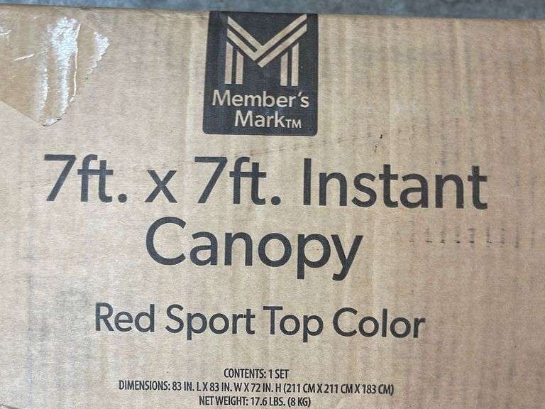 7FTx7FT INSTANT CANOPY IN BOX - RED SPORT - Earl's Auction Company