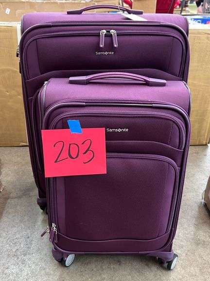 SAMSONITE 2PC SOFTSHELL ROLLING LUGGAGE SET - PURPLE - Earl's Auction ...
