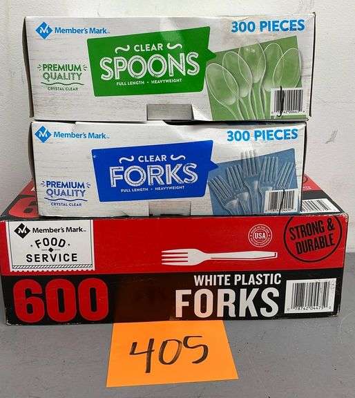 (3) BOXES OF PLASTIC CUTLERY - SPOONS & FORKS - Earl's Auction Company